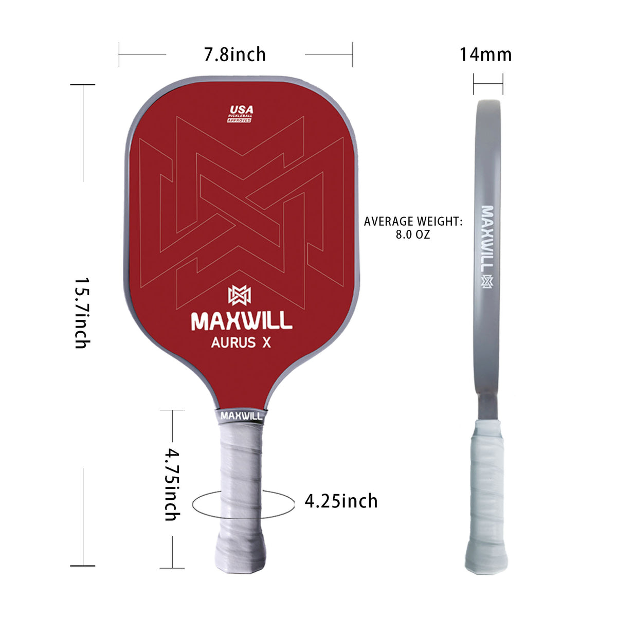 Maxwill AURUS X Carbon Fiber Pickleball Paddle – Spin & Power Control